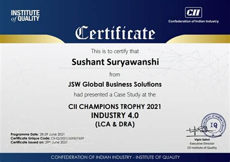 sushant suryawanshi on linkedin cii