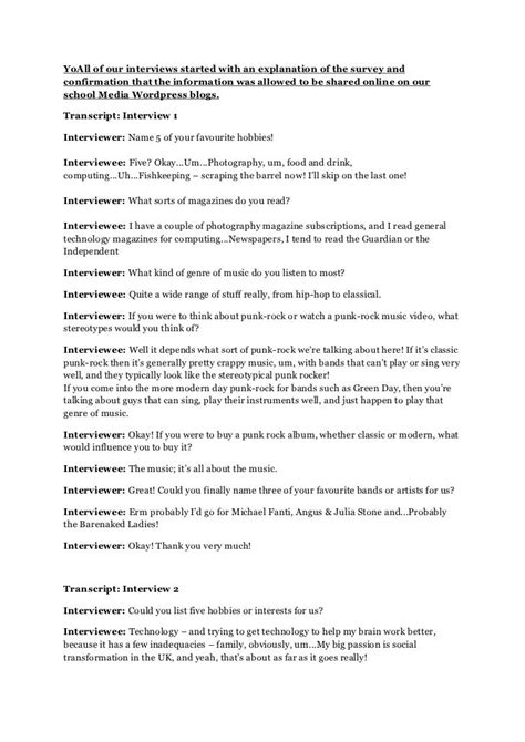 Transcripts Of The Interview Pdf