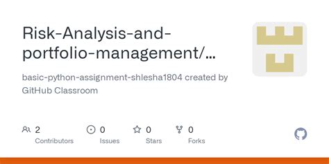 Github Risk Analysis And Portfolio Managementbasic Python Assignment