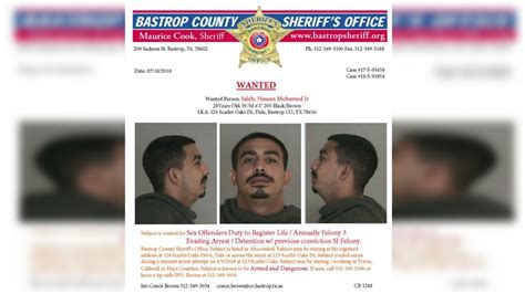 Bastrop Deputies Seeking Armed And Dangerous Sex Offender Who Failed