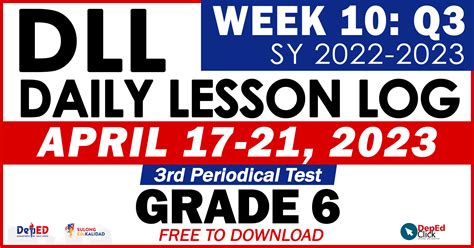 Grade 6 Daily Lesson Log Quarter 3 Week 10 April 17 21 2023 Deped Click