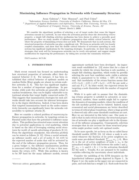 pdf maximizing influence propagation in networks with community structure