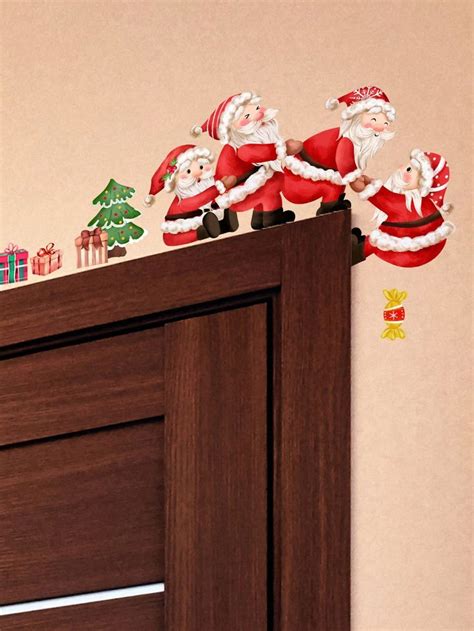 1세트 눈사람 사탕 사슴 크리스마스 장식 벽 스티커 침실 거실용 자착식 Diy Christmas Snowflakes Wall Decor Stickers Wall