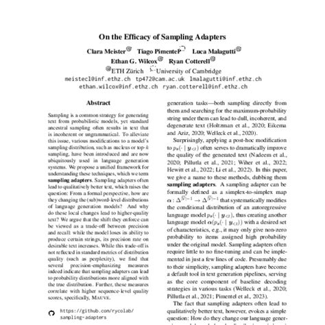 On The Efficacy Of Sampling Adapters Acl Anthology