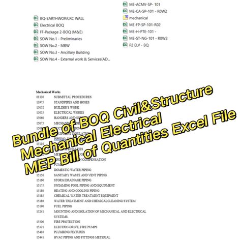 Bundle Of BOQ Civil Structure Mechanical Electrical MEP Bill Of Quantities Excel File Shopee