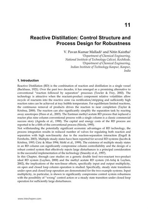 Pdf Reactive Distillation Control Structure And Process Pdfs 23879 Pdf