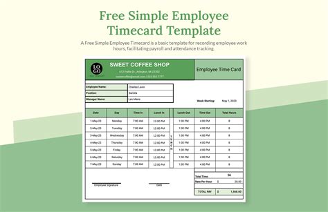 Simple Employee Timecard In Excel Google Sheets Download Template Net