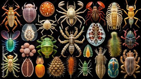 Microscopic View Of Assorted Acari Species Showcasing Diverse