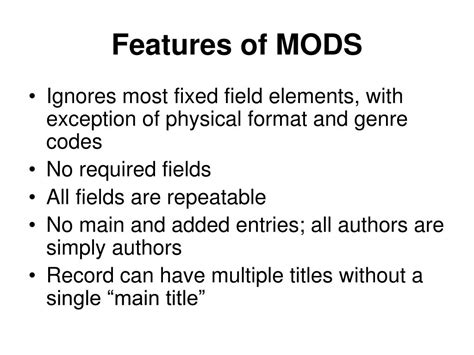 PPT Metadata Object Description Schema MODS PowerPoint Presentation