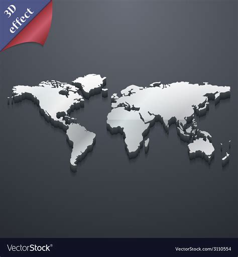 World Map Icon Symbol 3D Style Trendy Modern Vector Image