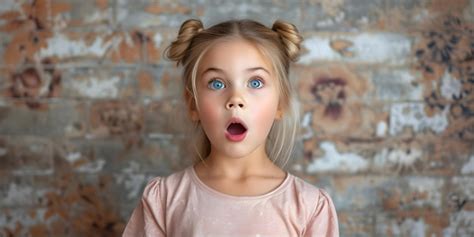 Premium Photo A Joyful Young Girl With A Surprised Expression And