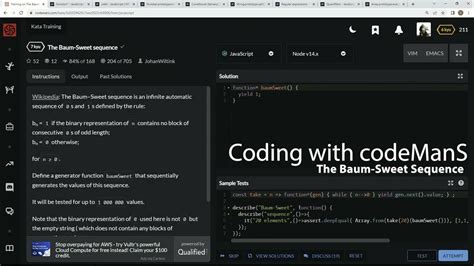 Codewars 7 Kyu The Baum Sweet Sequence Javascript Youtube