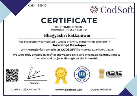 Finished Javascript Internship At Codsoft Bhagyashree Katkamwar