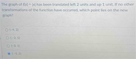 Solved The Graph Of F X X Has Been Translated Left Units And Up Unit If No Other