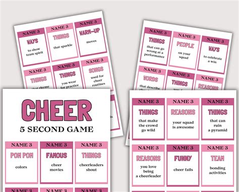 Cheer 5 Second Game Game Fun Cheerleading Party Game Cheer Bonding
