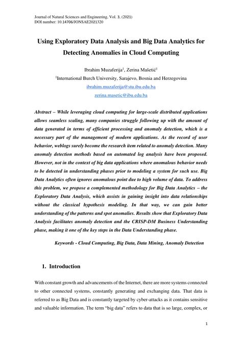 Pdf Using Exploratory Data Analysis And Big Data Analytics For Detecting Anomalies In Cloud