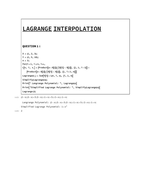 Practical 5 Lagrange Interpolation Pdf Abstract Algebra
