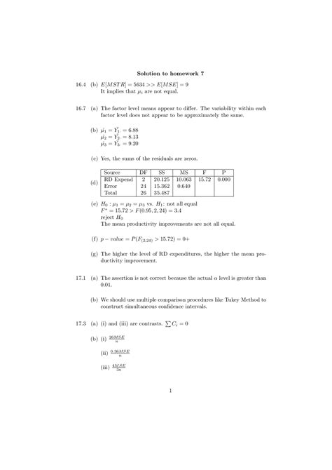 6 Questions On Regression Analysis Assignment 7 Isye 6414 Docsity