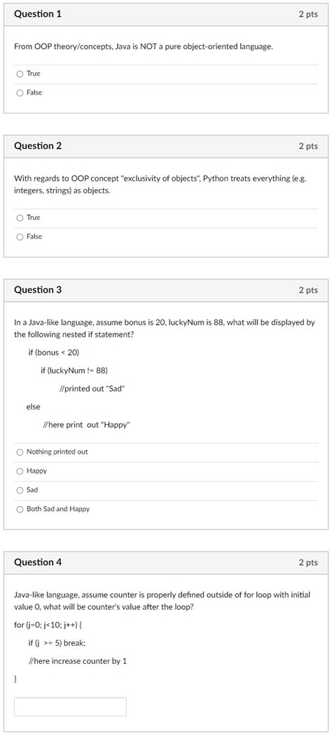 Solved Question 1 2 Pts From Oop Theoryconcepts Java Is