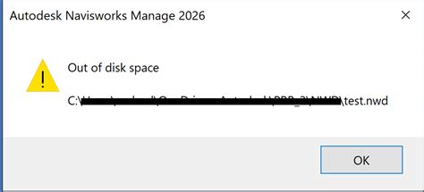 Out Of Disk Space Appears When Exporting Or Publishing Part Of Nwd In
