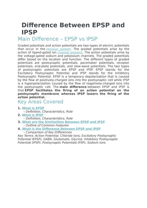 Difference Between Epsp And Ipsp Difference Between Epsp And Ipsp