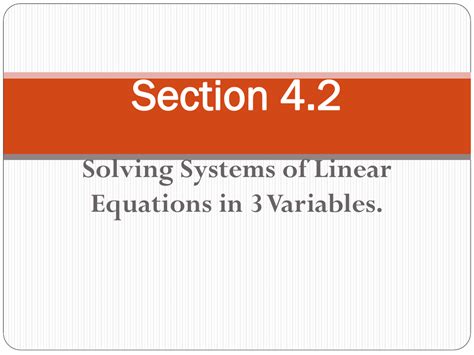 Section Solving Systems Of Linear Equations In Variables