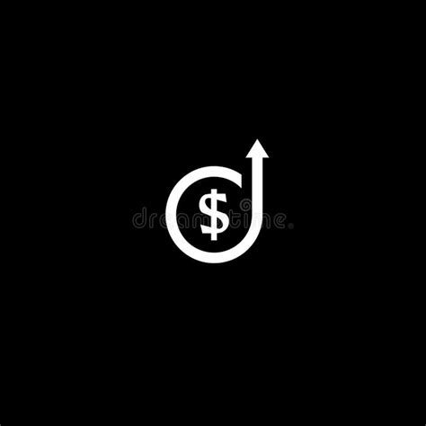 Cost Symbol Dollar Increase Icon Isolated On Dark Background Stock