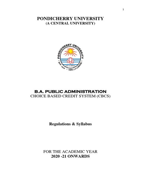 Syllabus Affiliated Arts Scienceba Public Adminstration Cbcs 2020