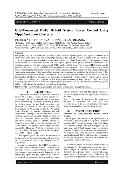 Pdf Grid Connected Pv Fc Hybrid System Power Control Using Mppt And Boost Converter