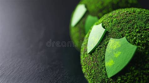 Green Digital Shields On Globe Surfaces Stock Illustration Illustration Of Protection Visual