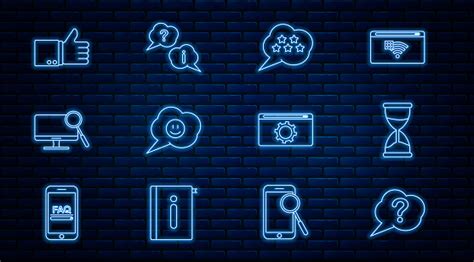 세트 라인 음성 거품 질문 모래 시계 다섯 별 등급 검토 미소 얼굴 컴퓨터 모니터 진단 손 엄지 손가락 설정 및 느낌표 아이콘 벡터 1위에 대한 스톡 벡터 아트 및 기타