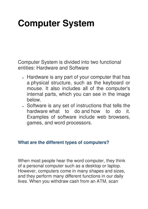 computer system computer system computer system is divided into two functional entities