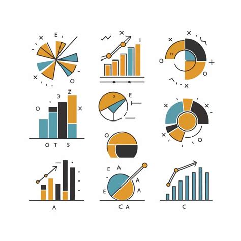 다른 트를 말하는 다이어그램을 가진 그래프와 그래프의 컬렉션 프리미엄 Ai 생성 벡터