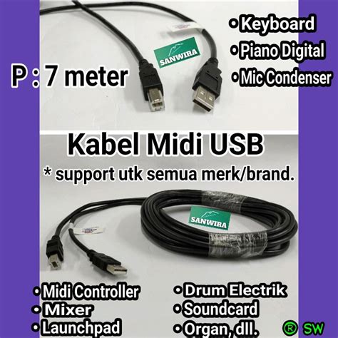 Jual Kabel Midi USB Organ Piano Keyboard Piano Digital Mixer Laundhpad Drum