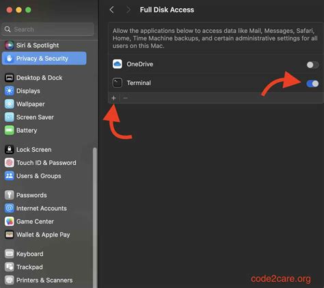 How To Provide Full Disk Access To App On Mac Code2care