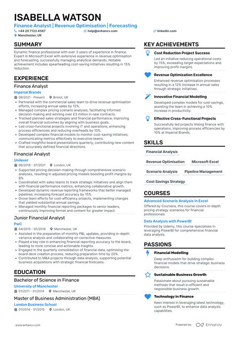 Financial Analyst Cv Examples And Guide For 2026