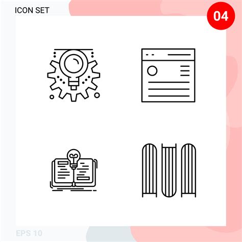 Vector Pack Of 4 Icons In Line Style Creative Outline Pack Isolated On White Background For Web