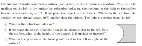 [solved] Refractor Consider A Refracting Surface See Pic