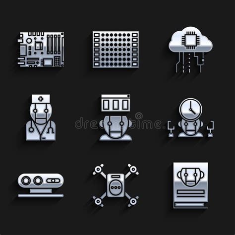 Set Robot Drone Flying With Action Camera User Manual And Digital Time Manager 3d Scanning