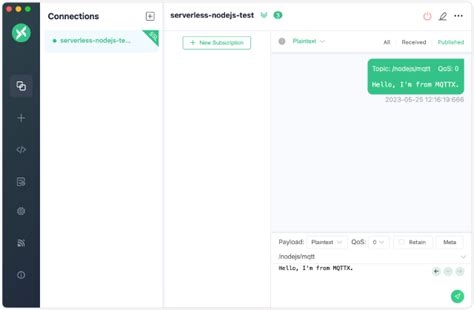 connecting to serverless mqtt broker in node js emq