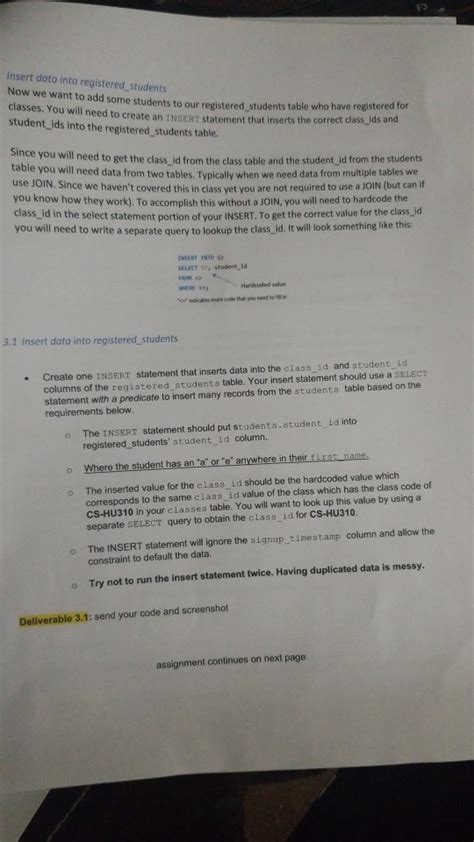 Create Table Classes Classid Int Autoincrement