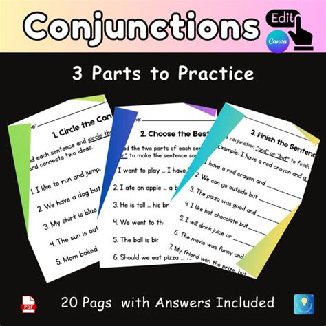 Conjunctions Worksheet For 1st And 2nd Grade By Life Long Learning By Tk