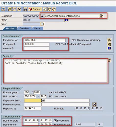 Sap Consultantbangladesh Sap Pm Notification Create