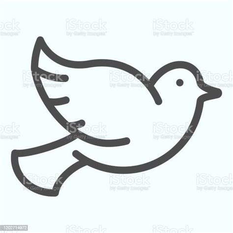 평화 선 아이콘의 비둘기입니다 흰색에 격리 된 새 벡터 일러스트 를 비행 웹 및 응용 프로그램을 위해 설계된 비둘기 개요 스타일 디자인 Eps 10 아이콘에 대한 스톡 벡터