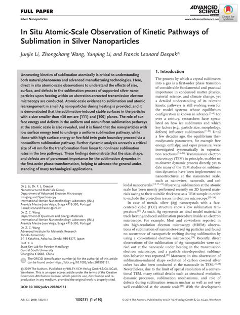 Pdf In Situ Atomic Scale Observation Of Kinetic Pathways Of