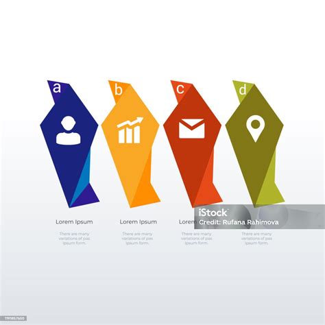 3d 수직 모양 인포 그래픽 템플릿 디자인 4개의 아이콘 옵션 단계 또는 프로세스가 있는 비즈니스 개념 인포그래픽 벡터 시각화는 워크플로 레이아웃 다이어그램 연례 보고서