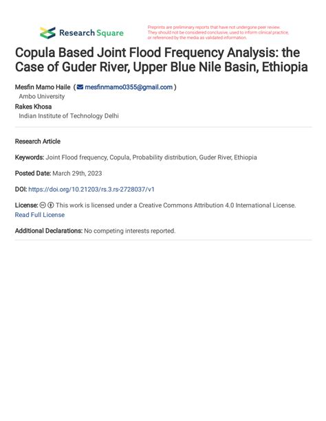 pdf copula based joint flood frequency analysis the case of guder
