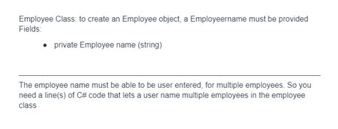 Solved Employee Class To Create An Employee Object A