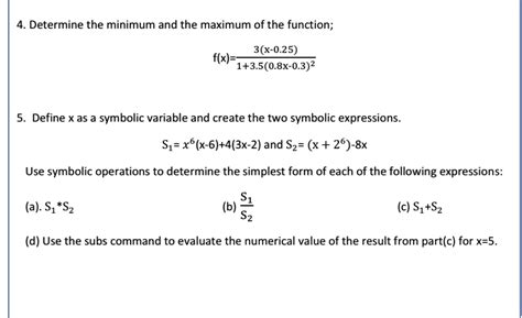 Solved 4 Determine The Minimum And The Maximum Of The