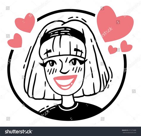 Portrait Happy Blonde Girl Love Stock Vector Royalty Free 671273488